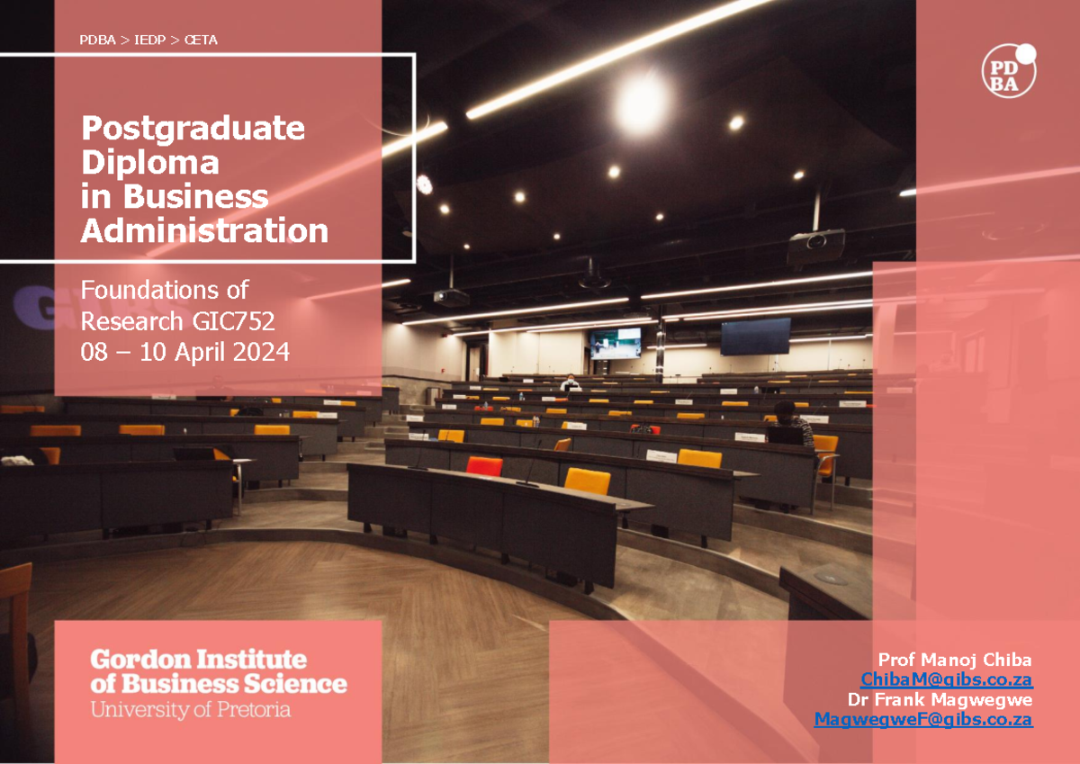 Foundations of Research Course Outline PDBA CETA - PDBA > IEDP > CETA ...