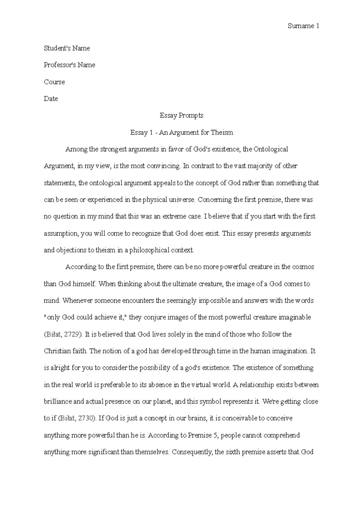 Essay Prompts - Student's Name Professor's Name Course Date Essay ...