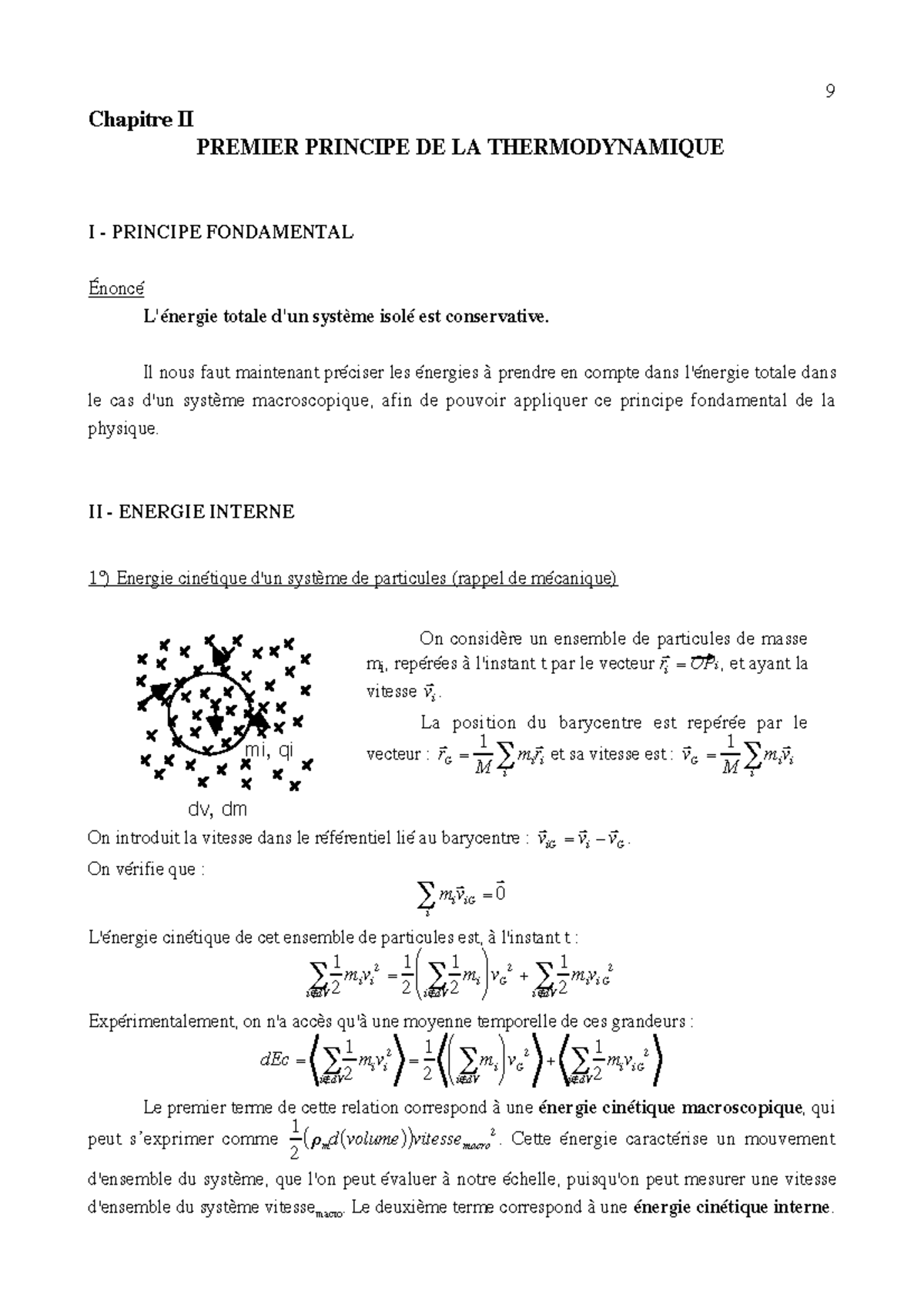 Thermo 2 - Chapitre II PREMIER PRINCIPE DE LA THERMODYNAMIQUE I ...