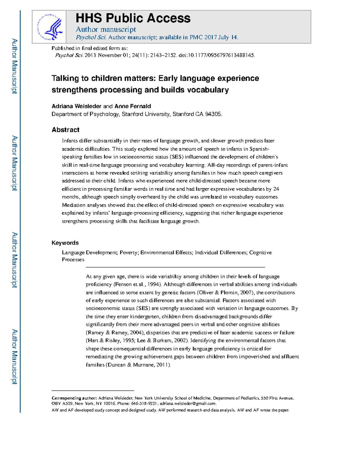 Critical Review Assignment Article - Talking to children matters ...