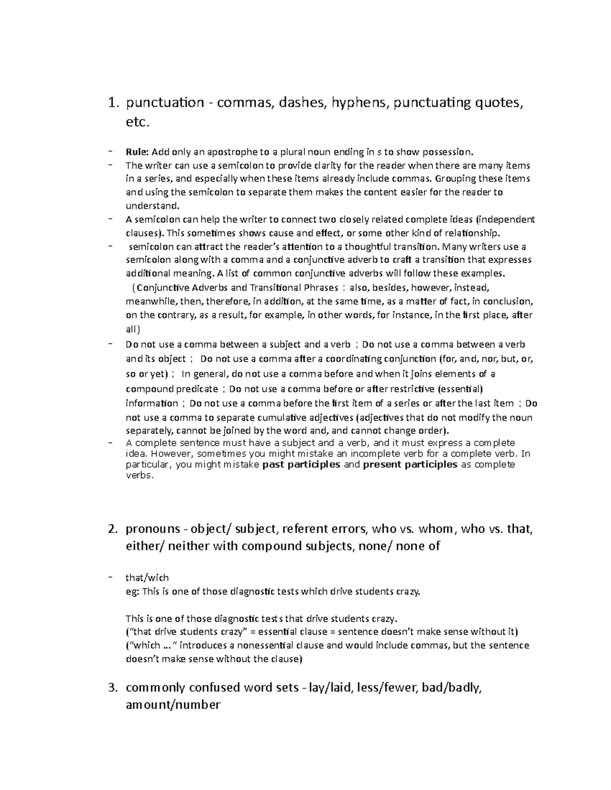 CO201 grammar note - Lecture notes all - 1. punctuation - commas ...