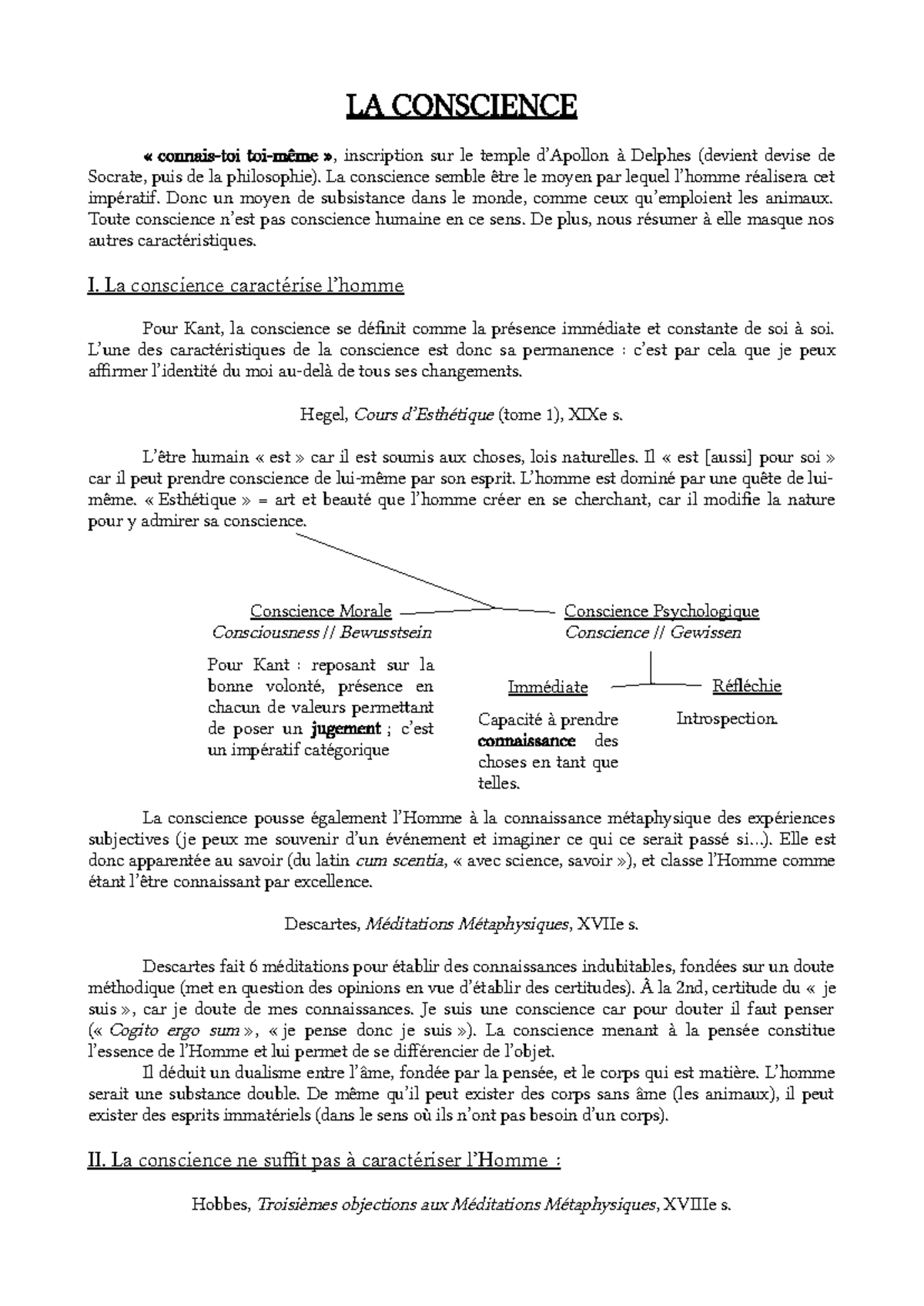 La conscience - LA CONSCIENCE « connais-toi toi-même », inscription sur le temple d’Apollon à ...