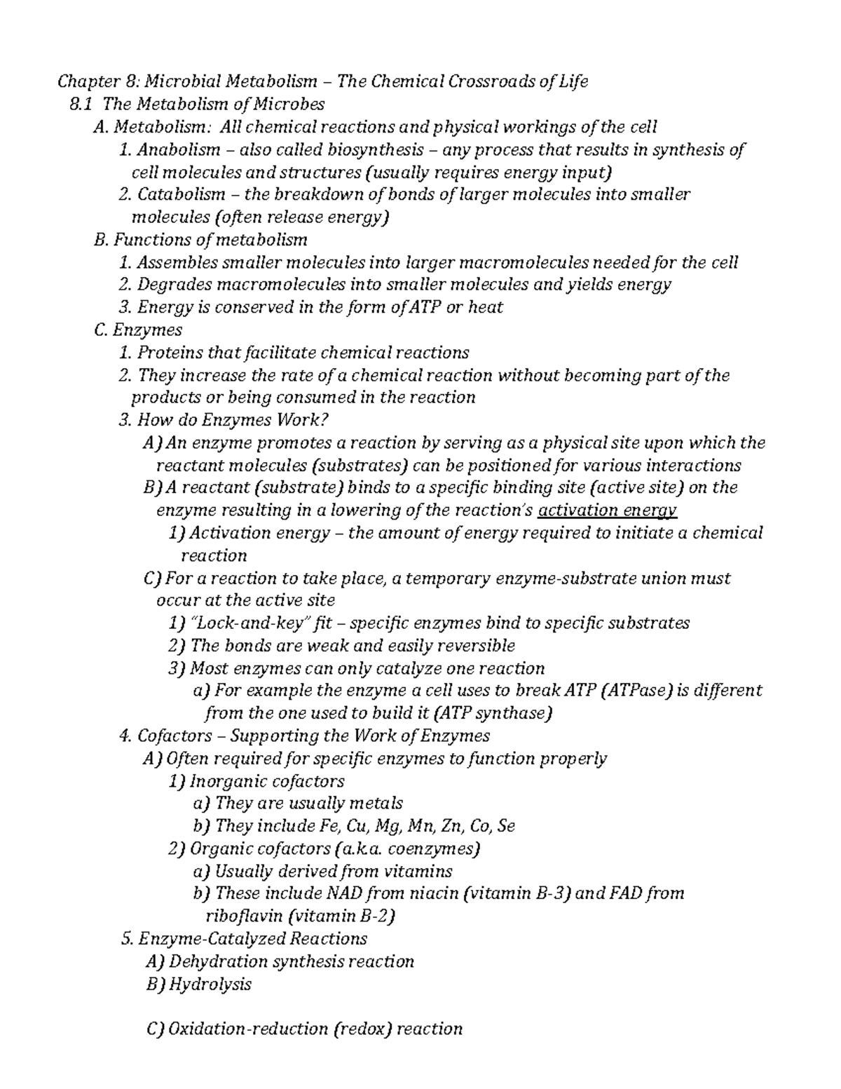 101-446d80fe826b9be-Microbial Metabolism Notes - Chapter 8: Microbial ...