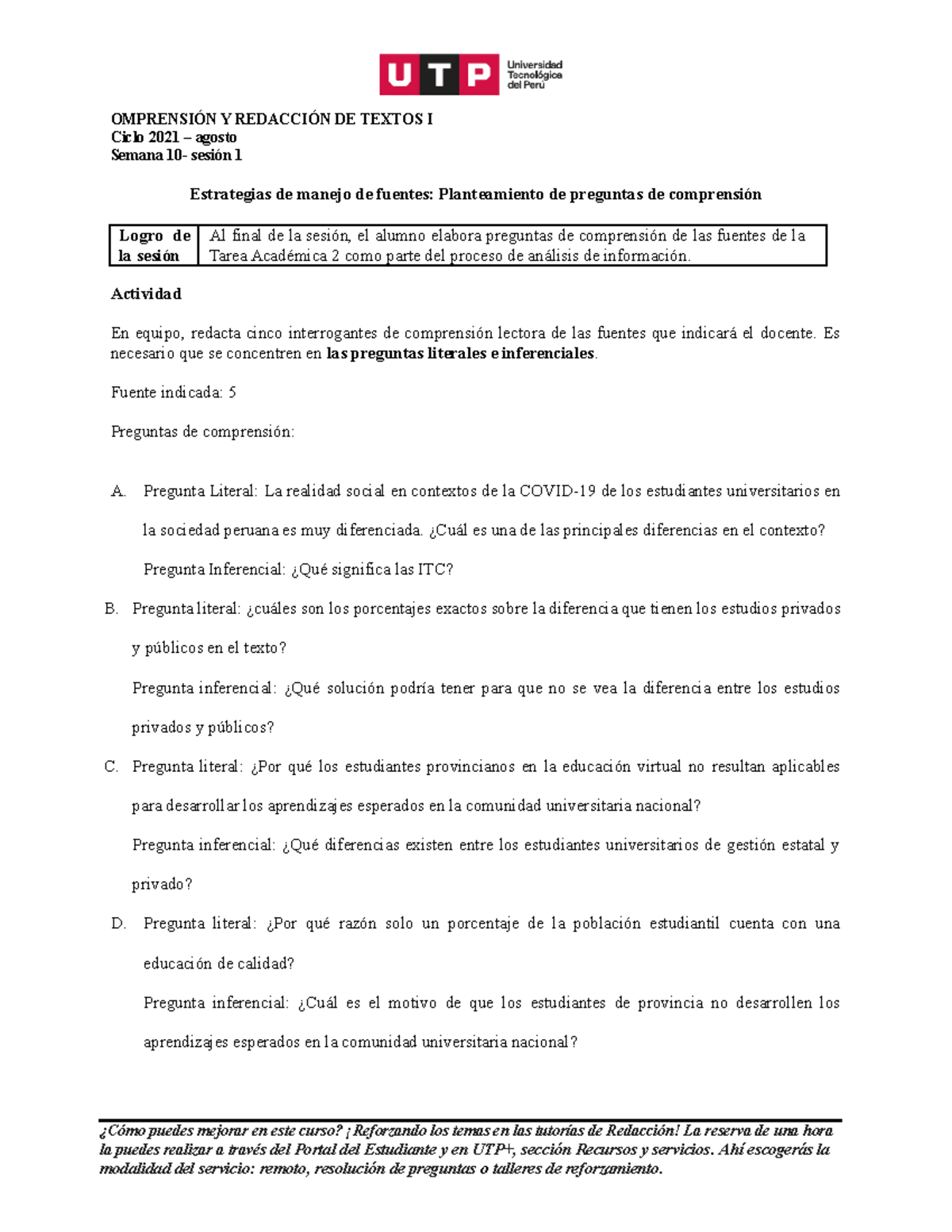 S10.s1 Planteamiento de preguntas de comprensión (material) 2021-agosto - OMPRENSIÓN Y REDACCIÓN ...