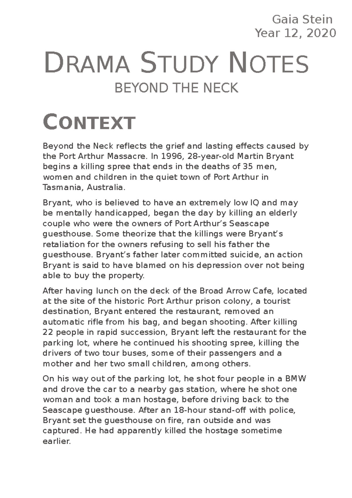 Beyond-the-Neck - Drama Essay - Year 12, 2020 DRAMA STUDY NOTES BEYOND ...