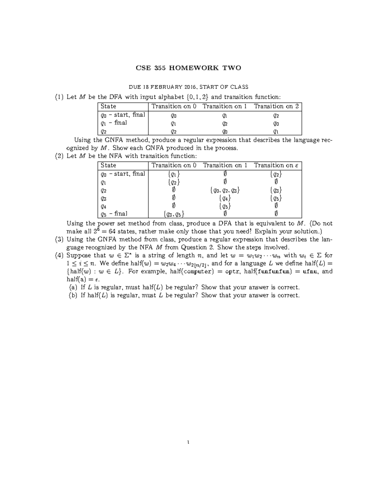 Seminar assignments - Homework 1-6 with solutions - CSE 355 HOMEWORK ...