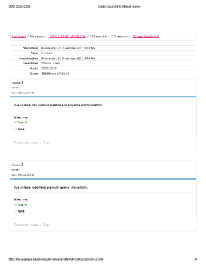 PSYC Review Quiz Attempt review - Started on Thursday, 5 January 2023, 11:07 AM State Finished ...
