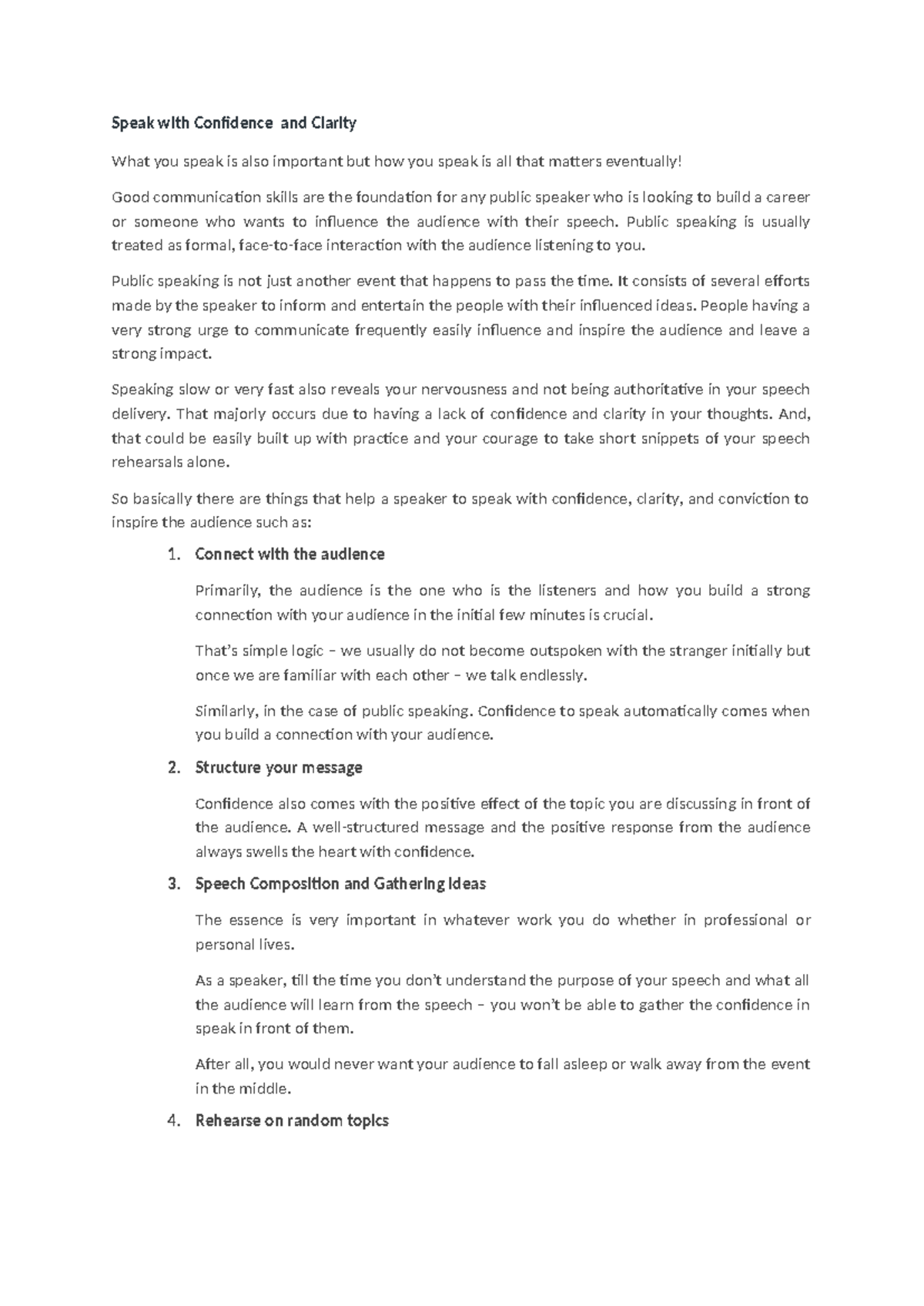 Confidence- Clarity - soft skills notes - Speak with Confidence and ...