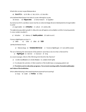FON chapter wise mcqs by Husain.Z - Fundamentals Of Nursing ( FON 2 ) Unit # 01 ( Nursing ...