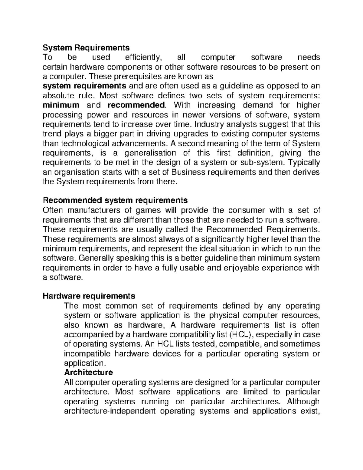 System Requirements - Lecture notes for the subject ATR(finals ...