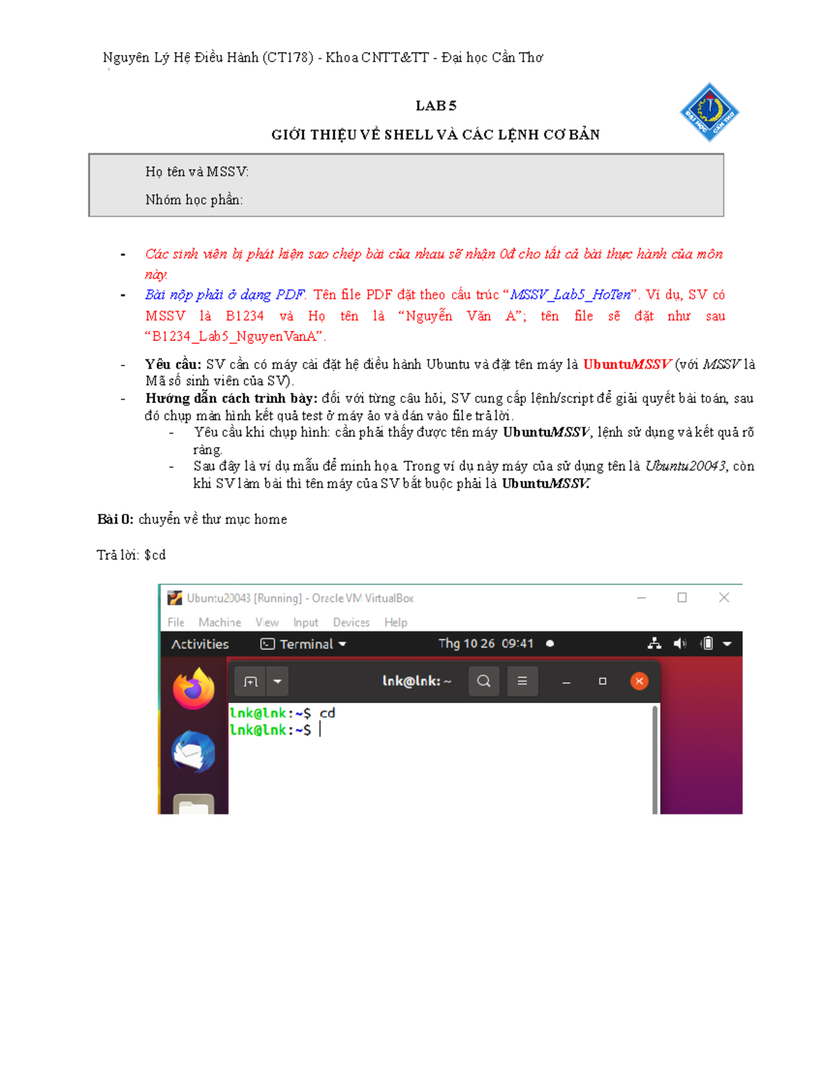 CT178 Lab5 - sdfffffffffffffffffffffffffff - Nguyên Lý Hệ Điều Hành (CT178) - Khoa CNTT&TT - Đại ...