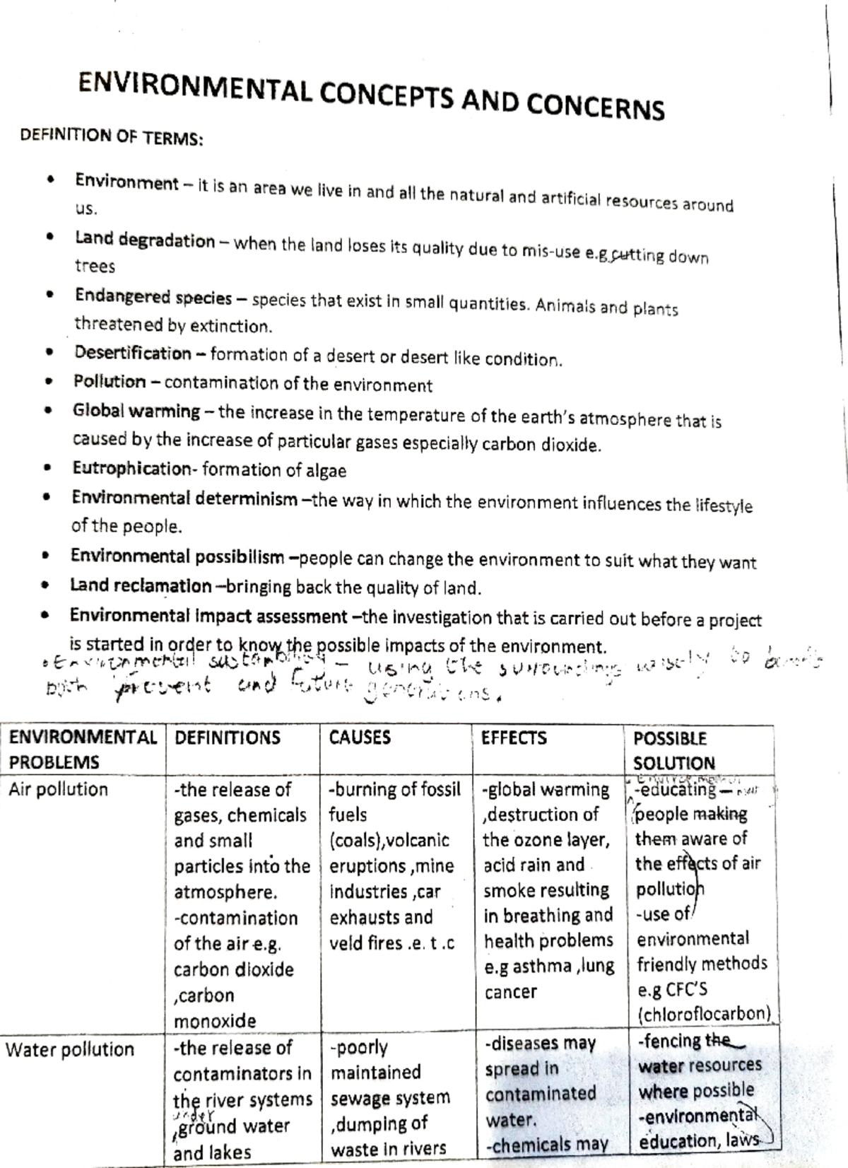 Environmental Concepts and concerns - ENVIRONMENTAL CONCEPTS AND ...