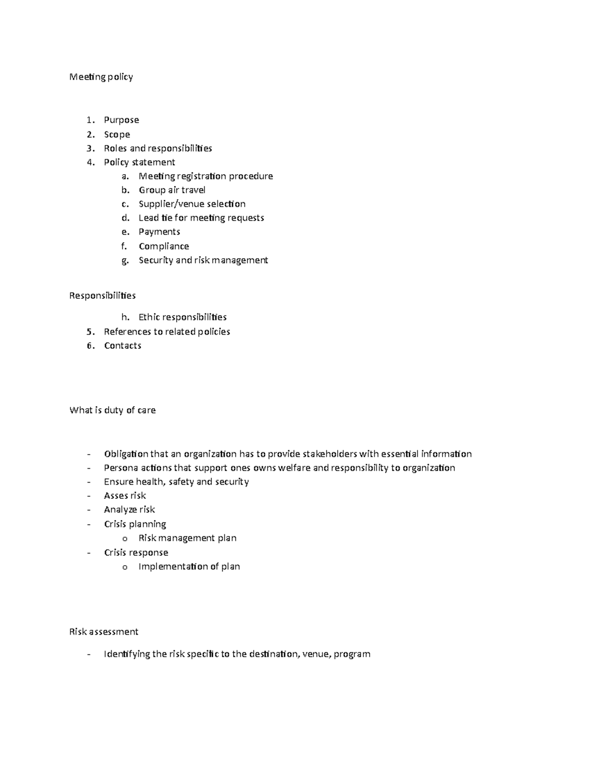 Meeting policy - Meeting policy Purpose Scope Roles and ...