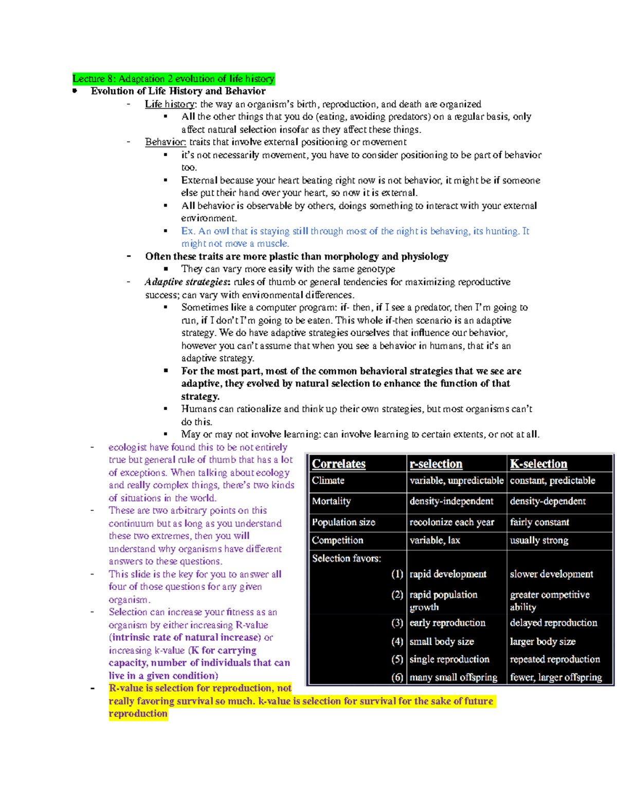 Lecture 8 - dr.lahti - Lecture 8: Adaptation 2 evolution of life ...