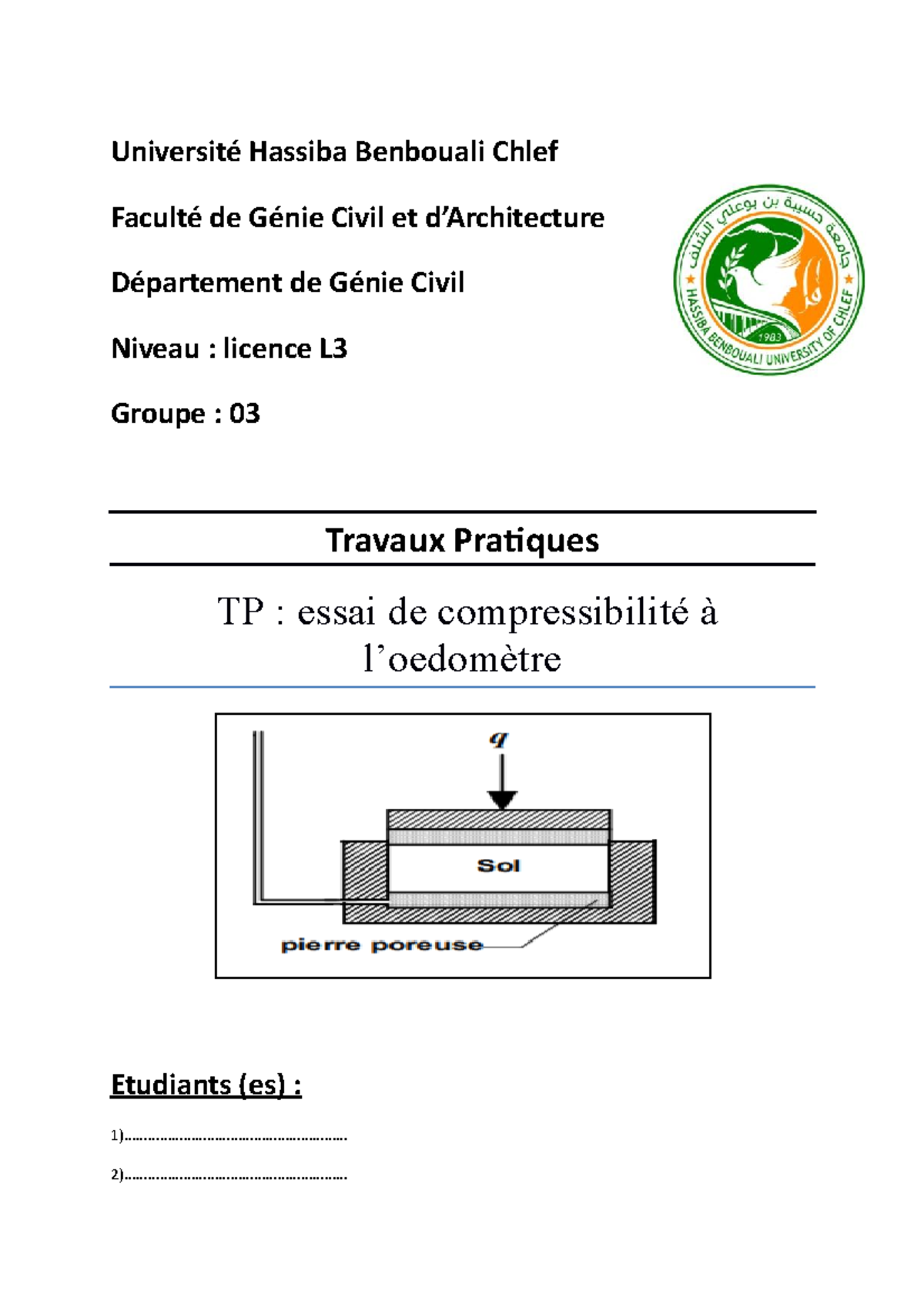 Introduction - Université Hassiba Benbouali Chlef Faculté de Génie Civil et d’Architecture - Studocu