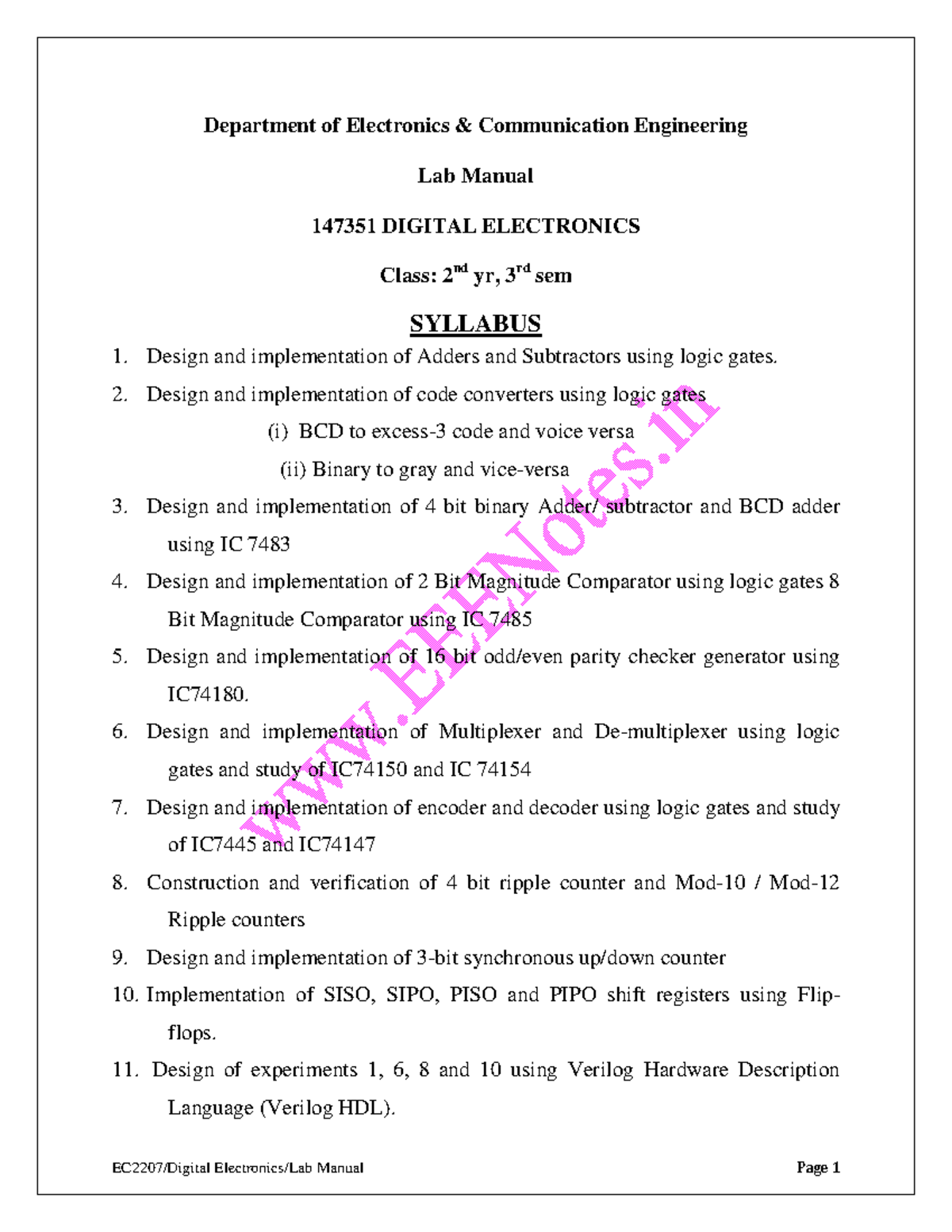Digiatal-Electronic-Lab - Department of Electronics & Communication ...