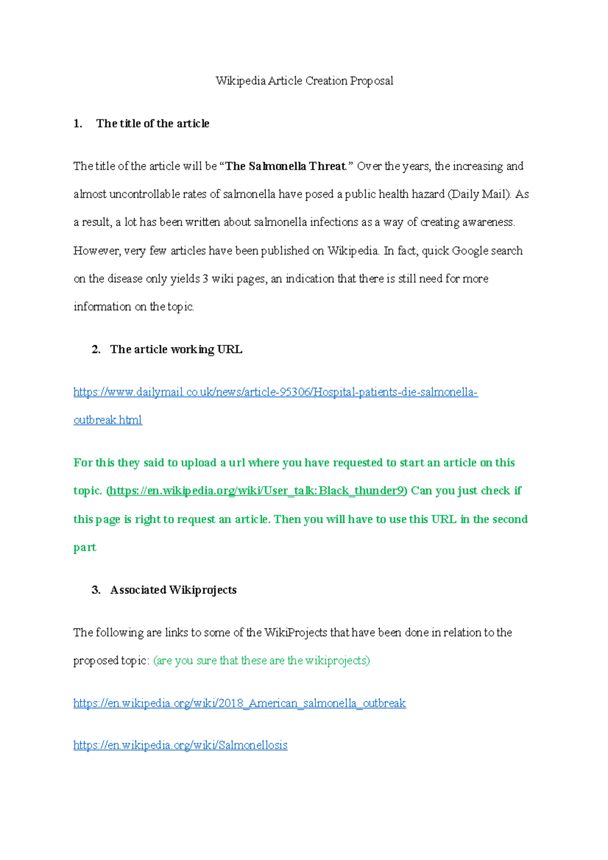 Wiki article creation proposal - Wikipedia Article Creation Proposal 1 ...