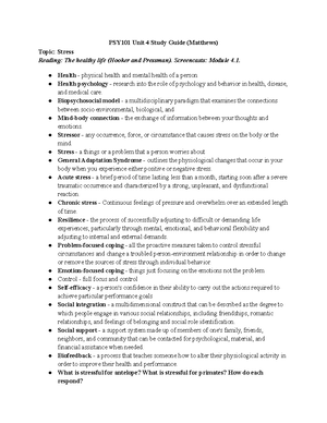 PSY101-Sp17 Unit 3 Study Guide - CHAPTER 10: PERSONALITY THEMES EXPLORE: Different theories take ...
