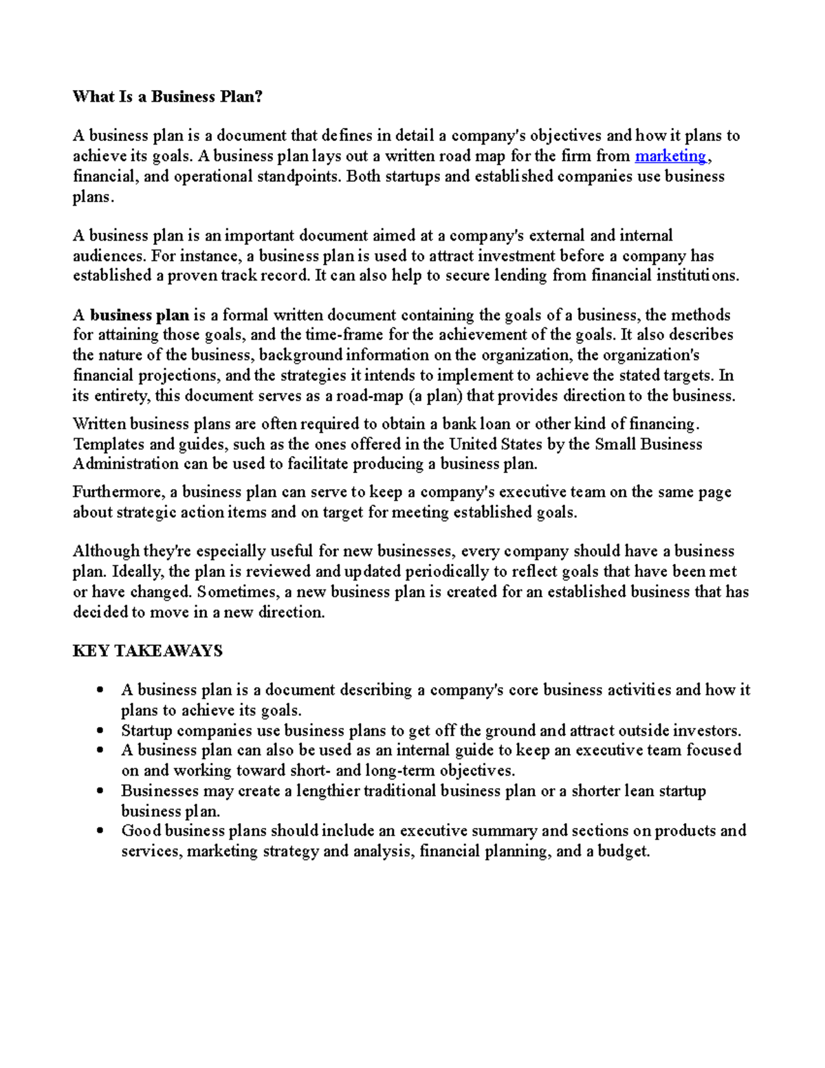 Business plan - A business plan lays out a written road map for the ...