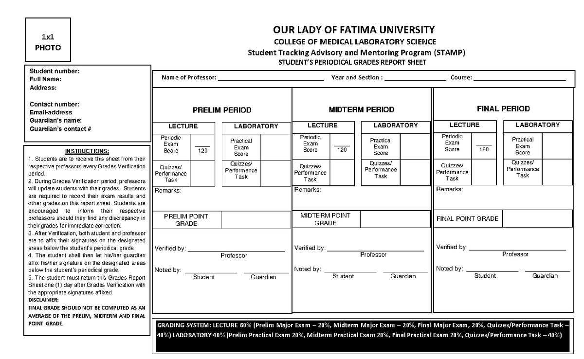 Student Periodical Grades Report ( Template 2022) - OUR LADY OF FATIMA ...