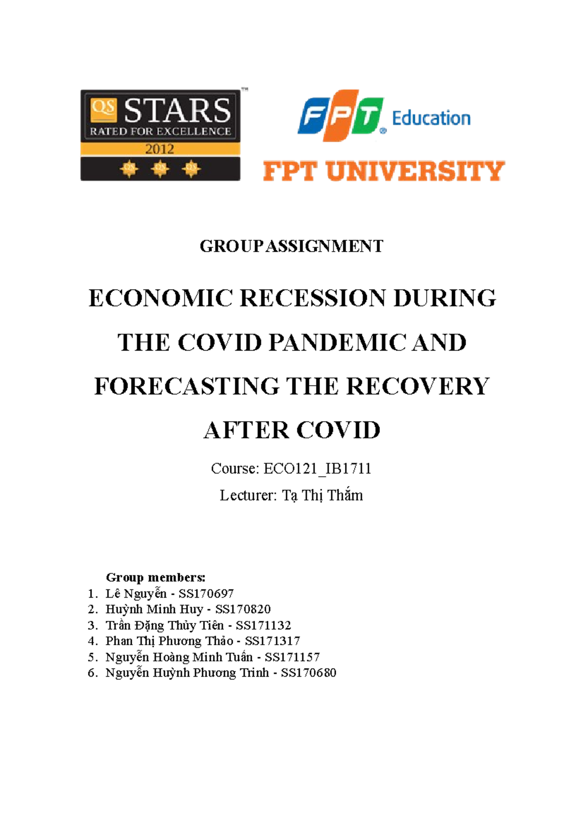 ECO121 - Group Assigment - IB1711 - Group 5 - GROUP ASSIGNMENT ECONOMIC ...
