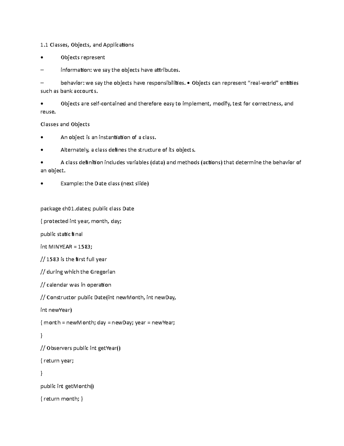 Classes Objects And Applications I 1 Classes Objects And Applications Objects Represent