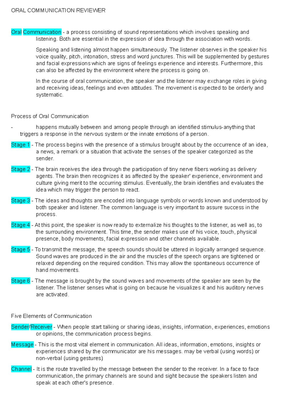 ORAL Communication Reviewer - ORAL COMMUNICATION REVIEWER Oral ...