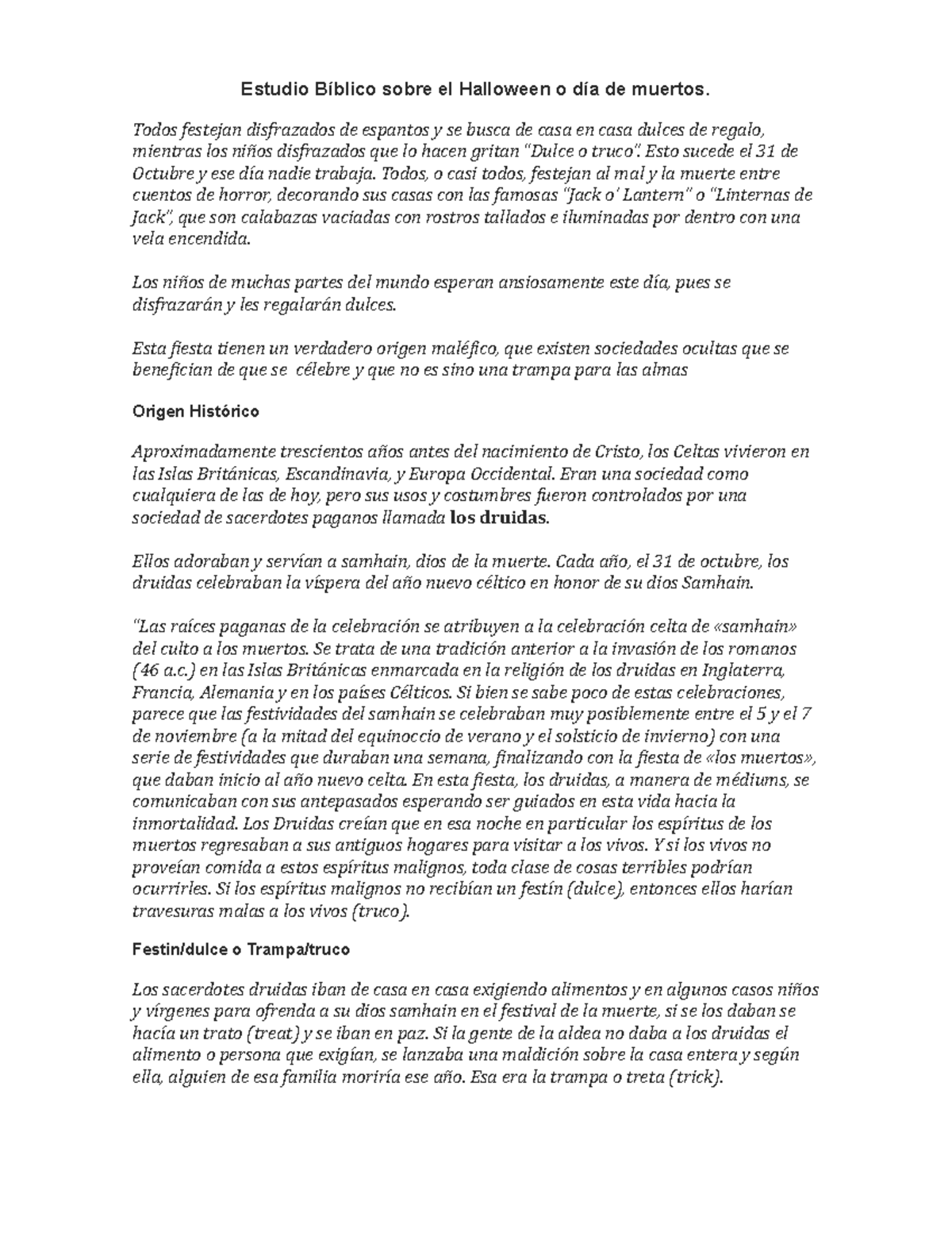 Estudio Hallowwen - hallowen - Estudio Bíblico sobre el Halloween o día ...