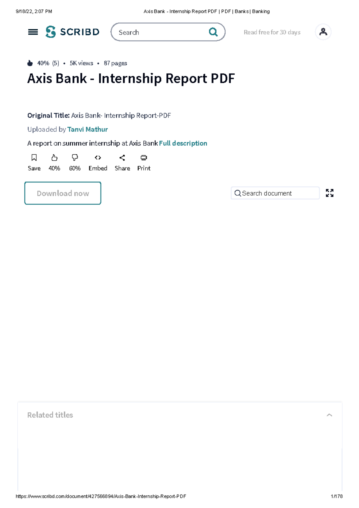 Axis Bank - Internship Report PDF PDF Banks Banking - - Studocu