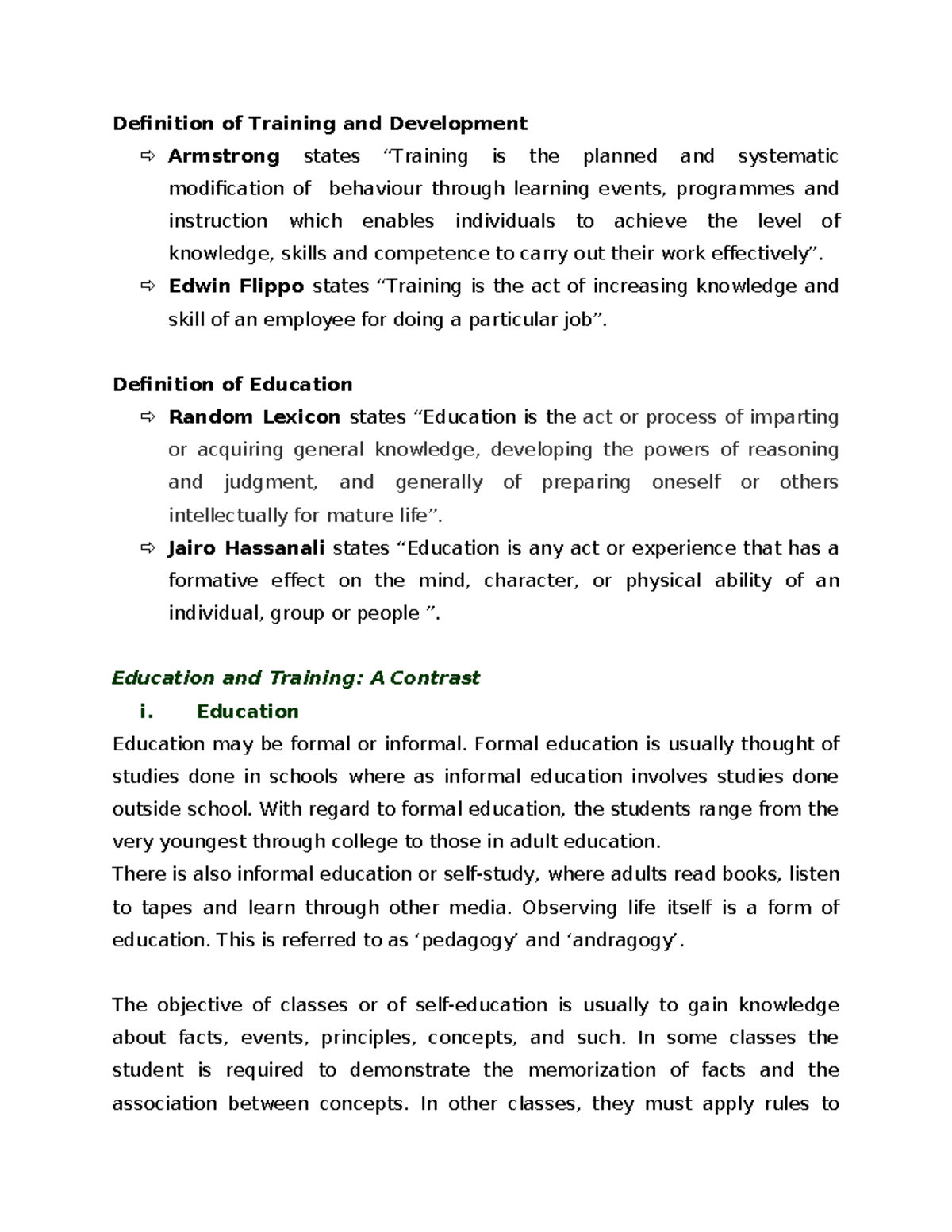 Module 1 Definition of Training and Development - Definition of ...