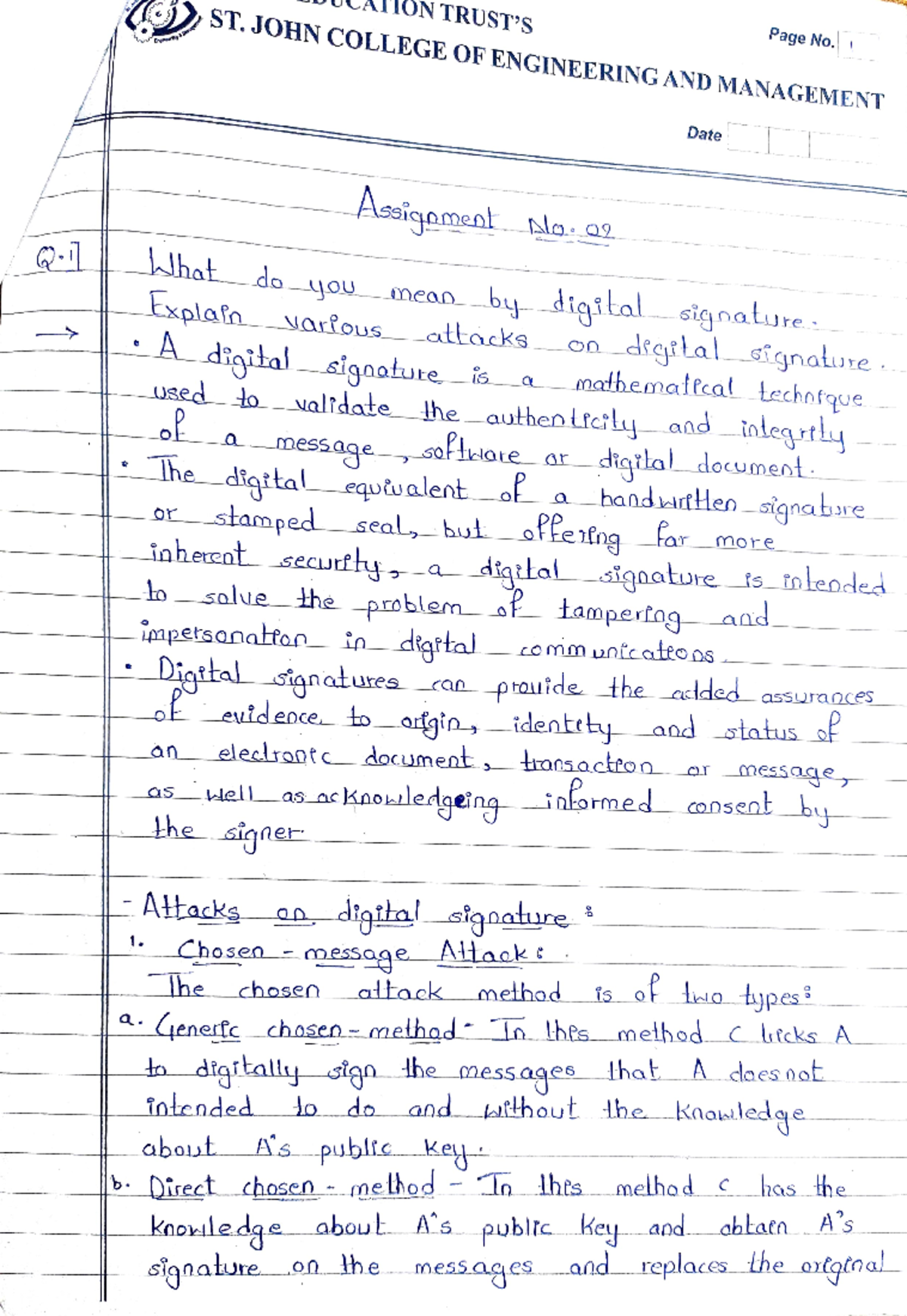 Css Assignment 2 Alontrusts Page No Ollege Of Engineering And Management St John Colle Date 