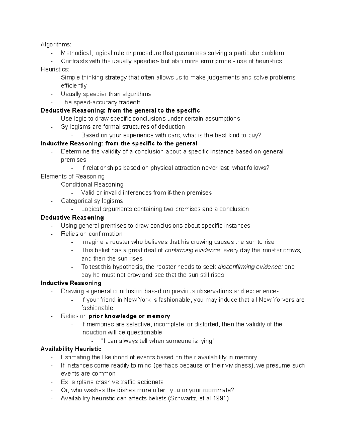 Psych 201 Lecture 15 Heuristics - Algorithms: - Methodical, logical ... Psych 201 Lecture 15 Heuristics - Algorithms: - Methodical, logical ...
