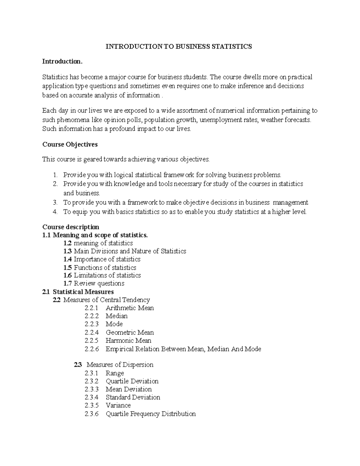 Introduction TO Business Statistics 11 (1) WORD DOCS - INTRODUCTION TO ...