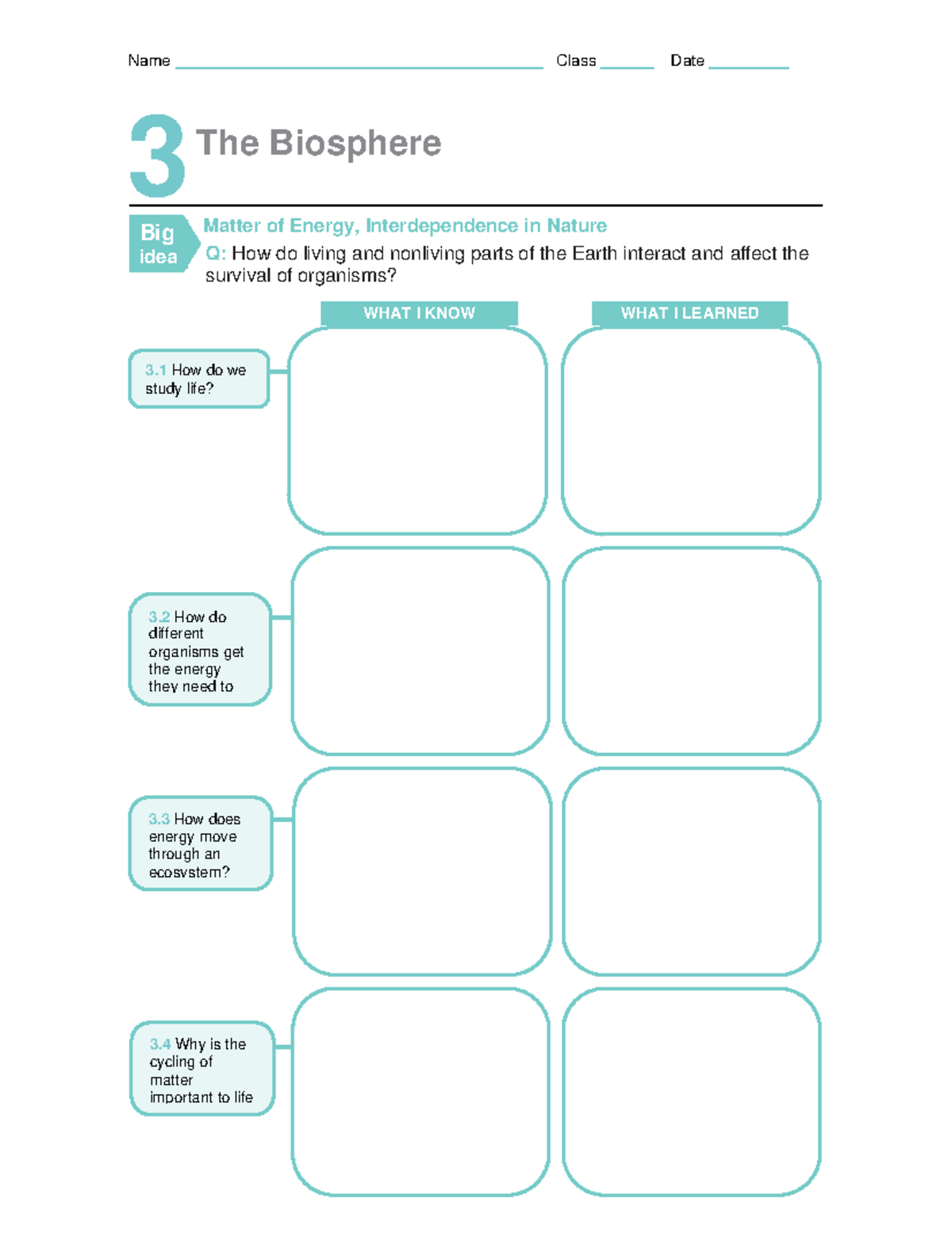 D0794606 BIO C03 Vocabulary Chapter Mystery Workbook A - The Biosphere ...