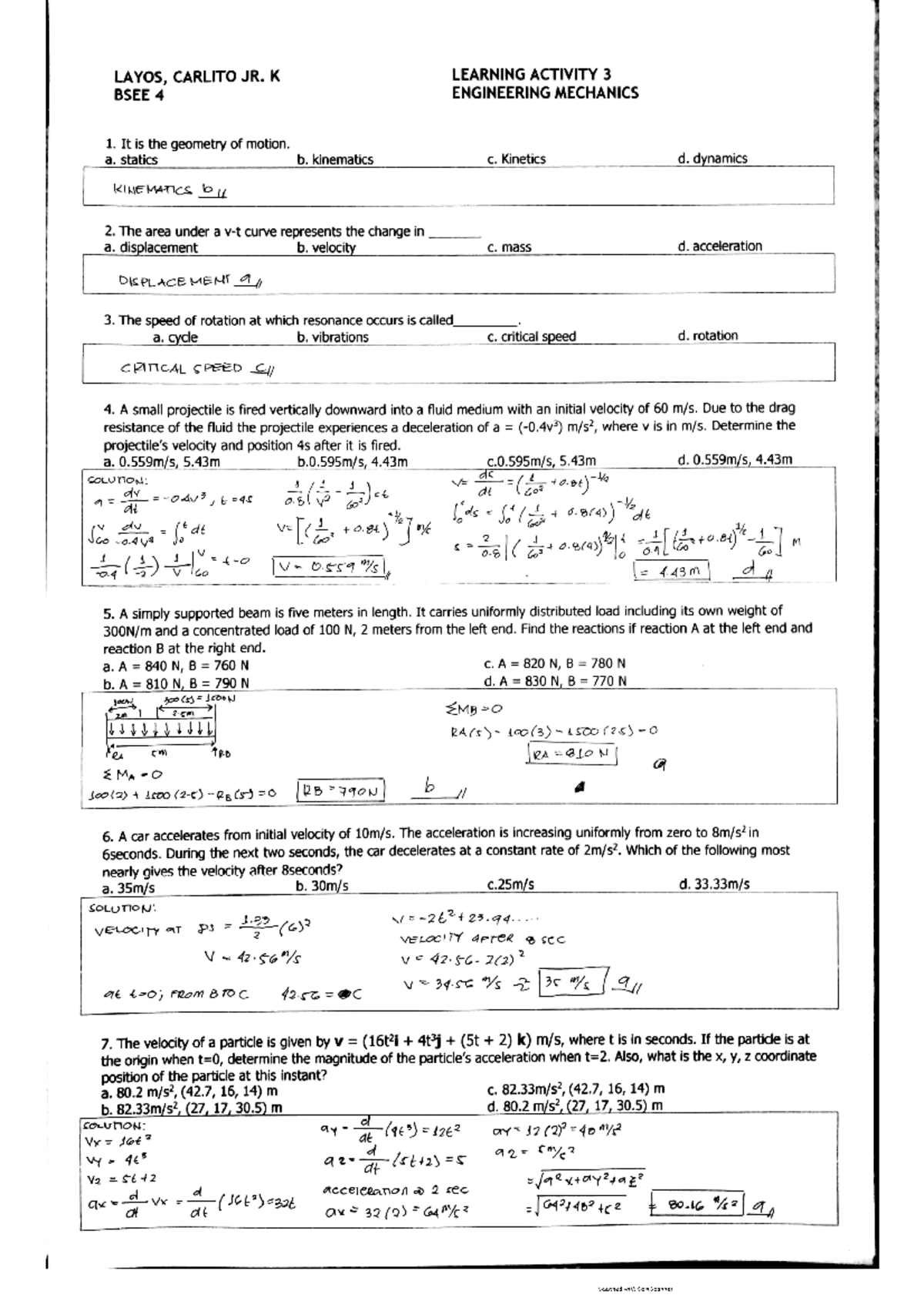 Engineering Mechanic s LA 3 - Bachelor of Science in Electrical ...
