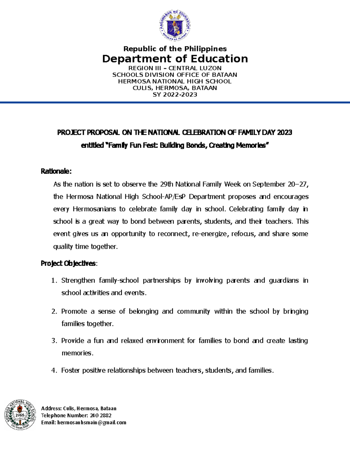 Family DAY - Department of Education REGION III – CENTRAL LUZON SCHOOLS ...