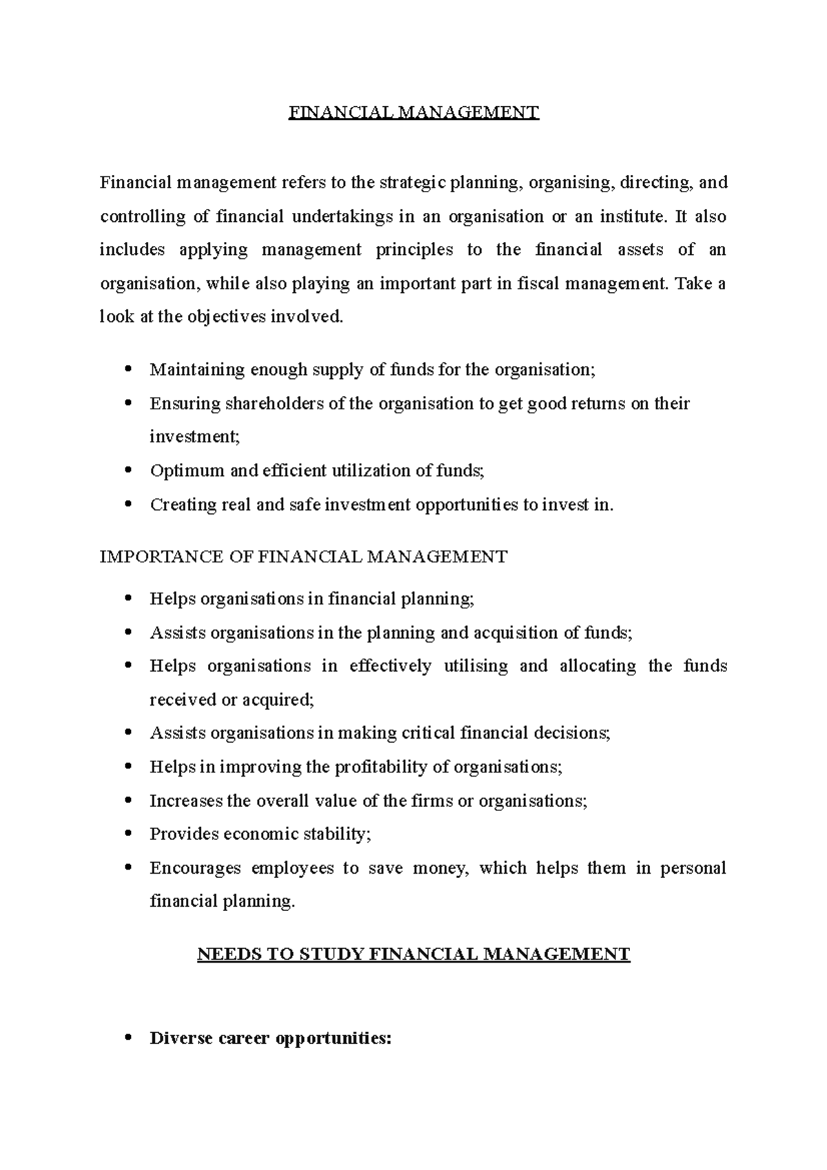 Financial Management , SCOPE of financial management - FINANCIAL ...