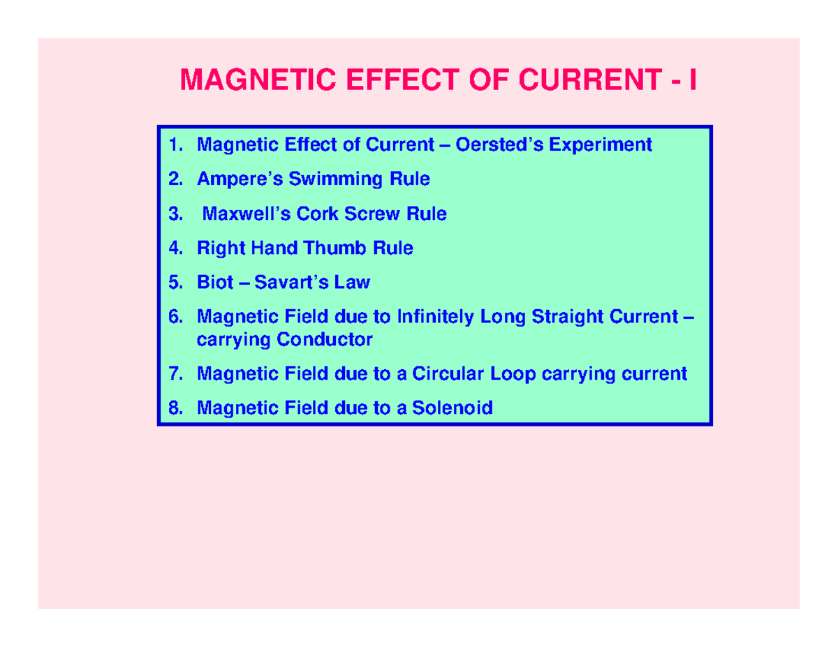 3m Magnetic Effects OF Current Magnetism - MAGNETIC EFFECT OF CURRENT ...