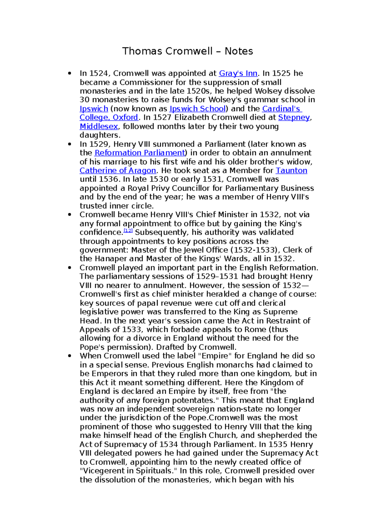 Thomas Cromwell - information about geo - Thomas Cromwell – Notes In ...