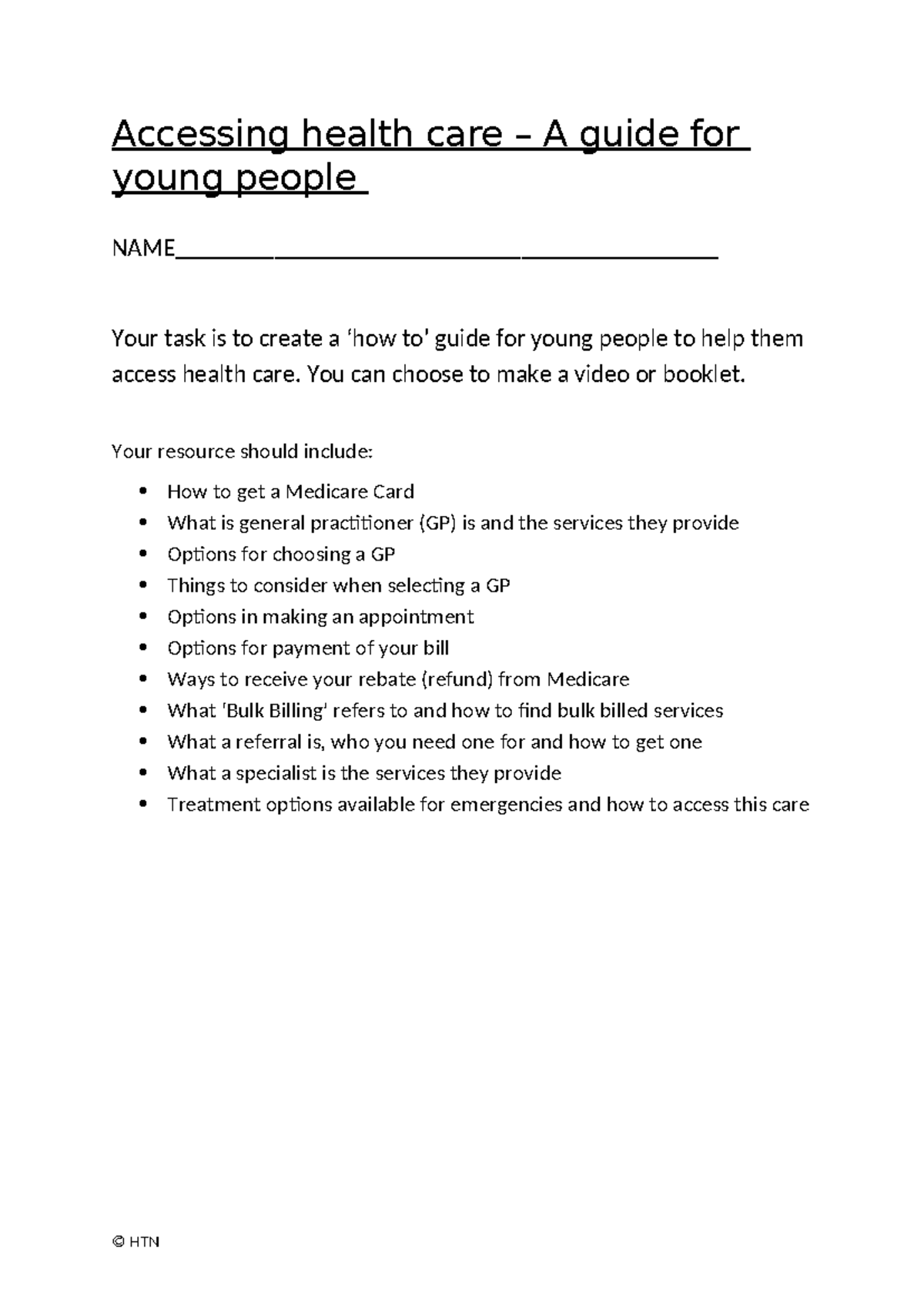 Guide to accessing health care - task - Accessing health care – A guide ...