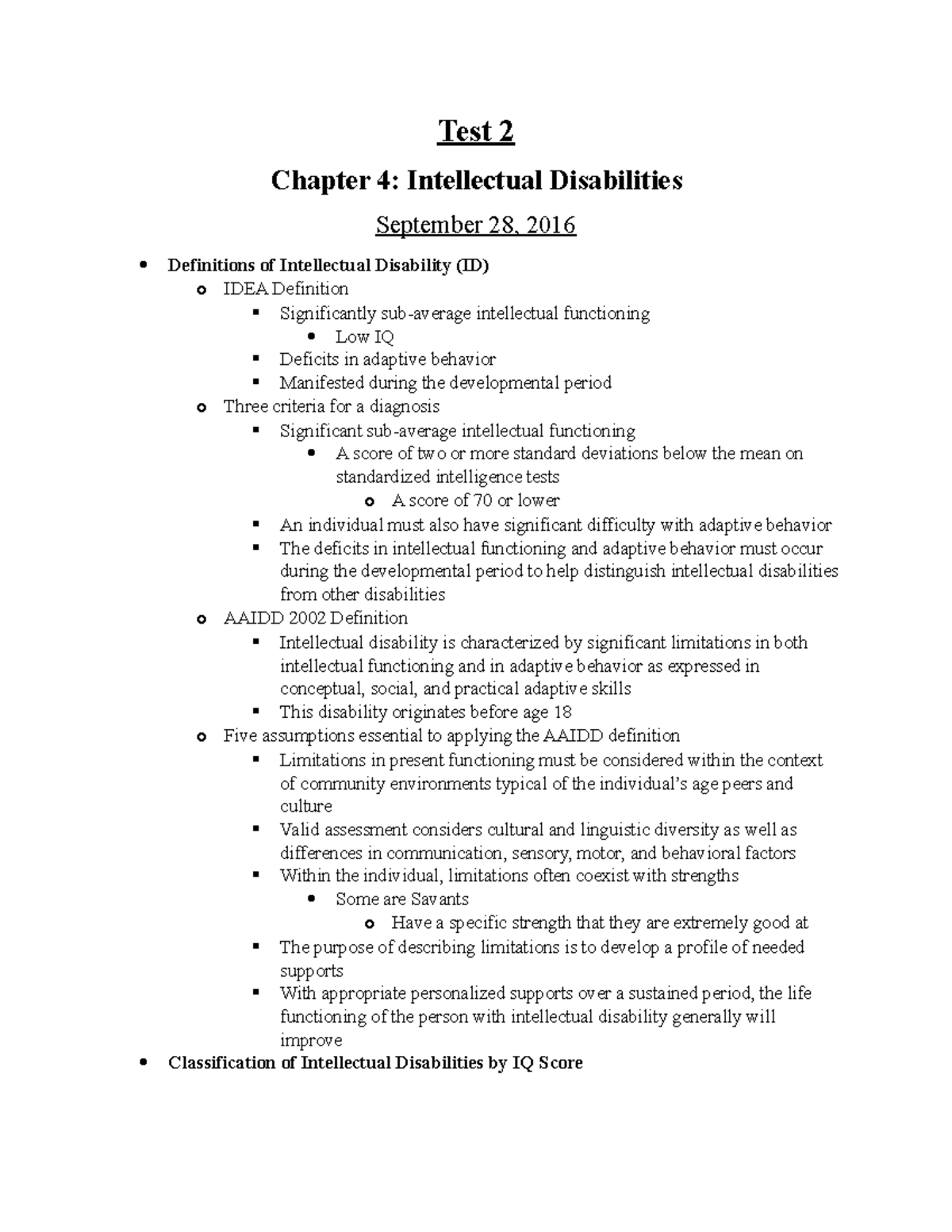 Notes for Test 2 - Chapters 4-6 - Test 2 Chapter 4: Intellectual ...