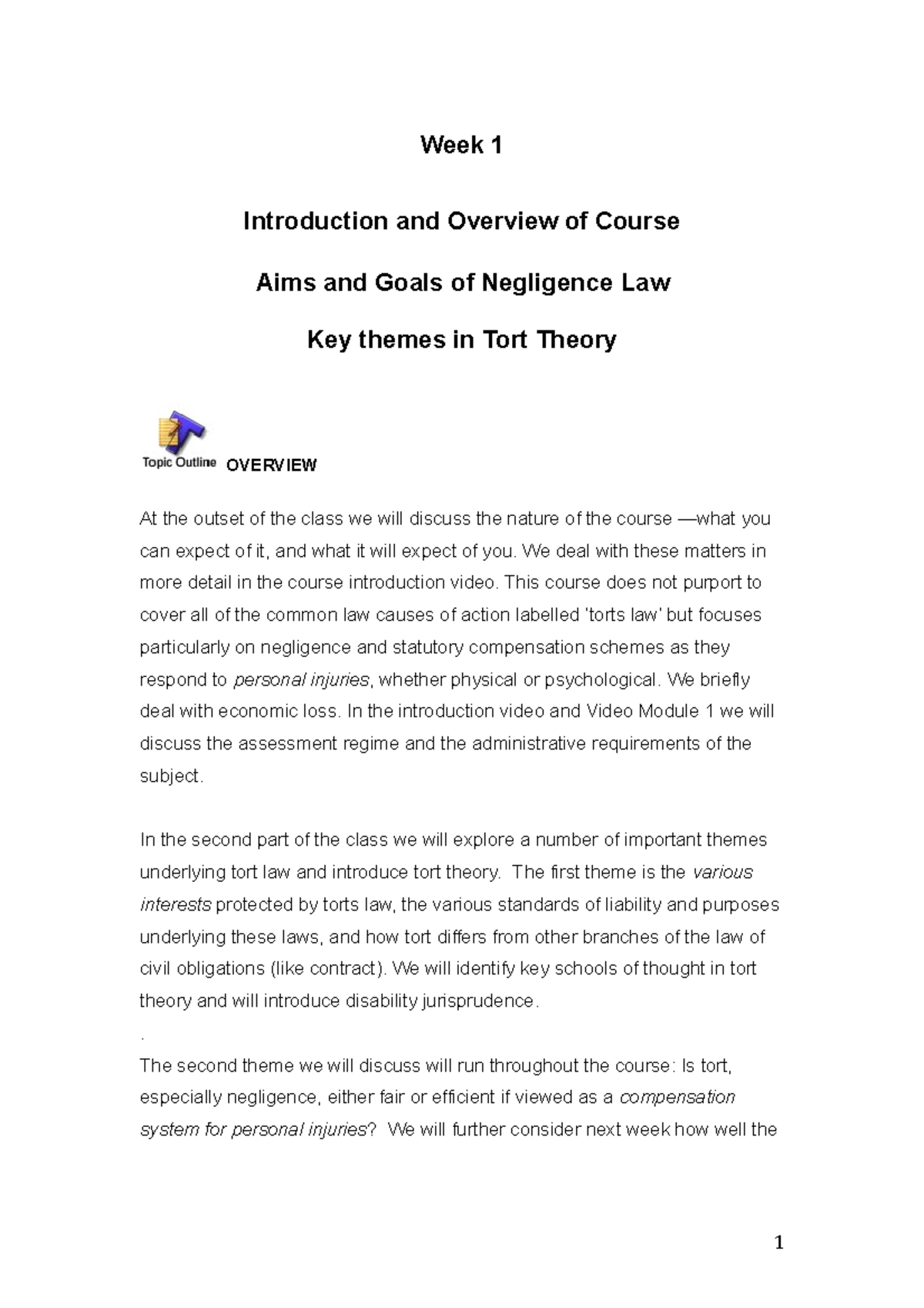 Study Guide 1 - Lecture notes 1 - Week 1 Introduction and Overview of ...