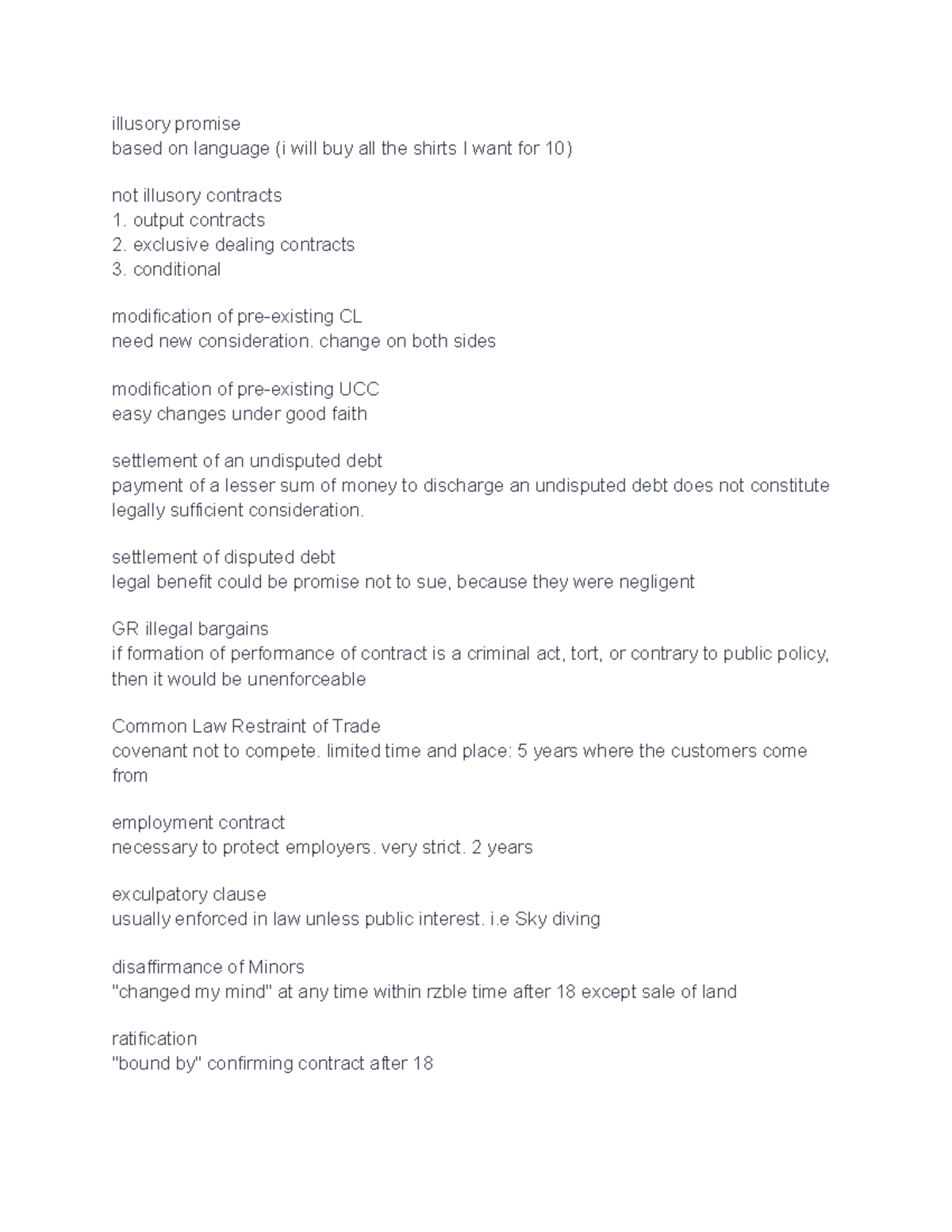 Chapter 3 (Business Law) con. - illusory promise based on language (i ...