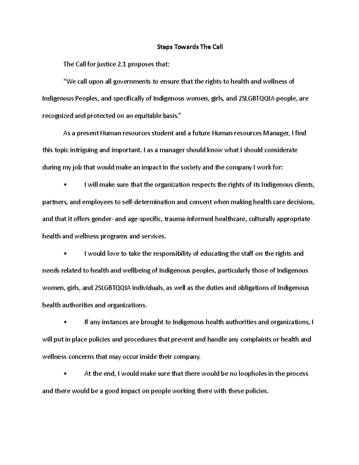 Steps Towards The Call - Assignment - Steps Towards The Call The Call ...