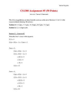 CS 1300 Assignment #6 - CS1300 Assignment #6 (120 Points) Instructor: Tannaz R The following ...