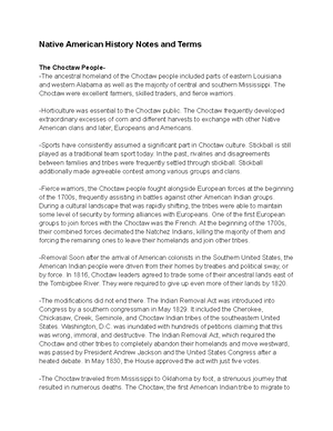 Native American History Notes and Terms 2 - Native American History ...