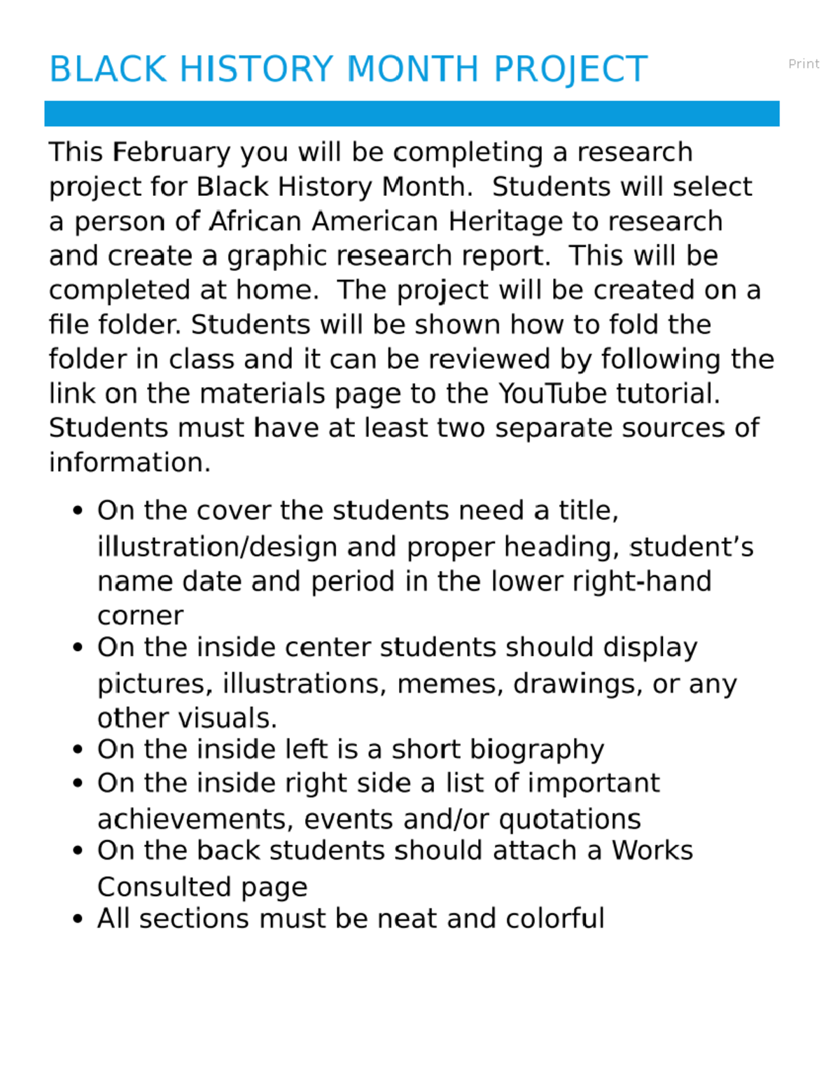 Black History month Project 2023.docx Schoology - 301 - Print - Studocu
