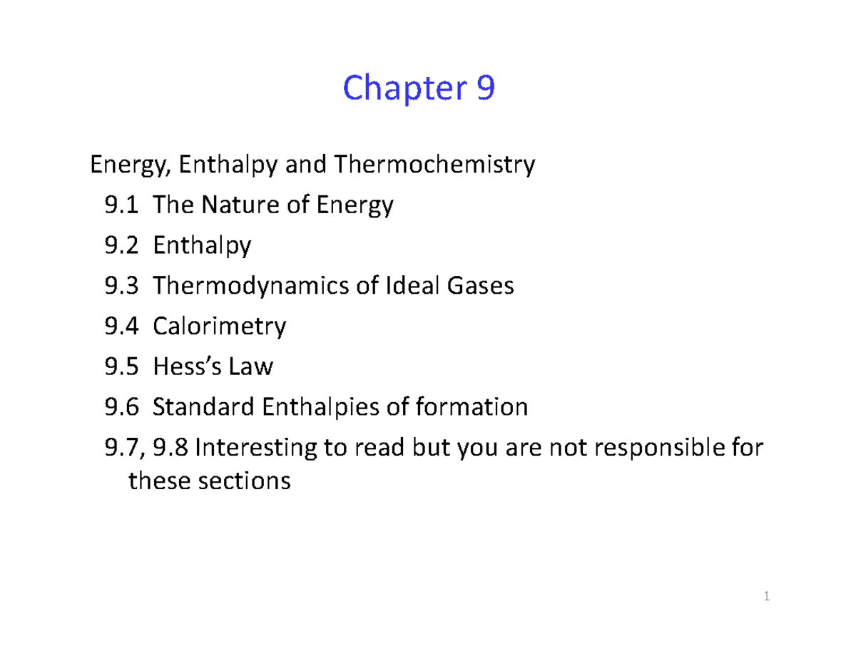 Chapter 9 Energy Enthalpy and Thermochemistry - Studocu