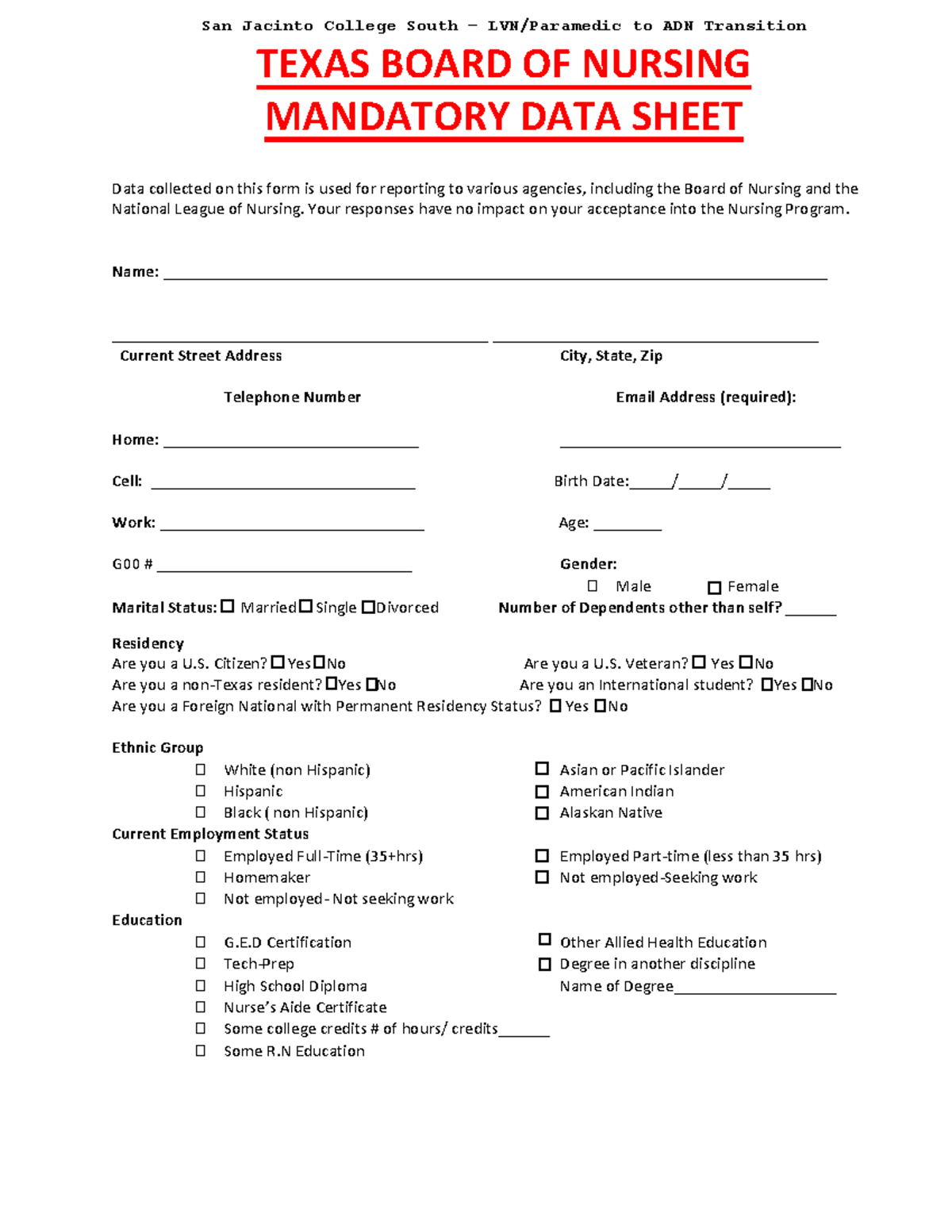 04 - ADN TBON Mandatory Data Sheet - San Jacinto College South – LVN ...
