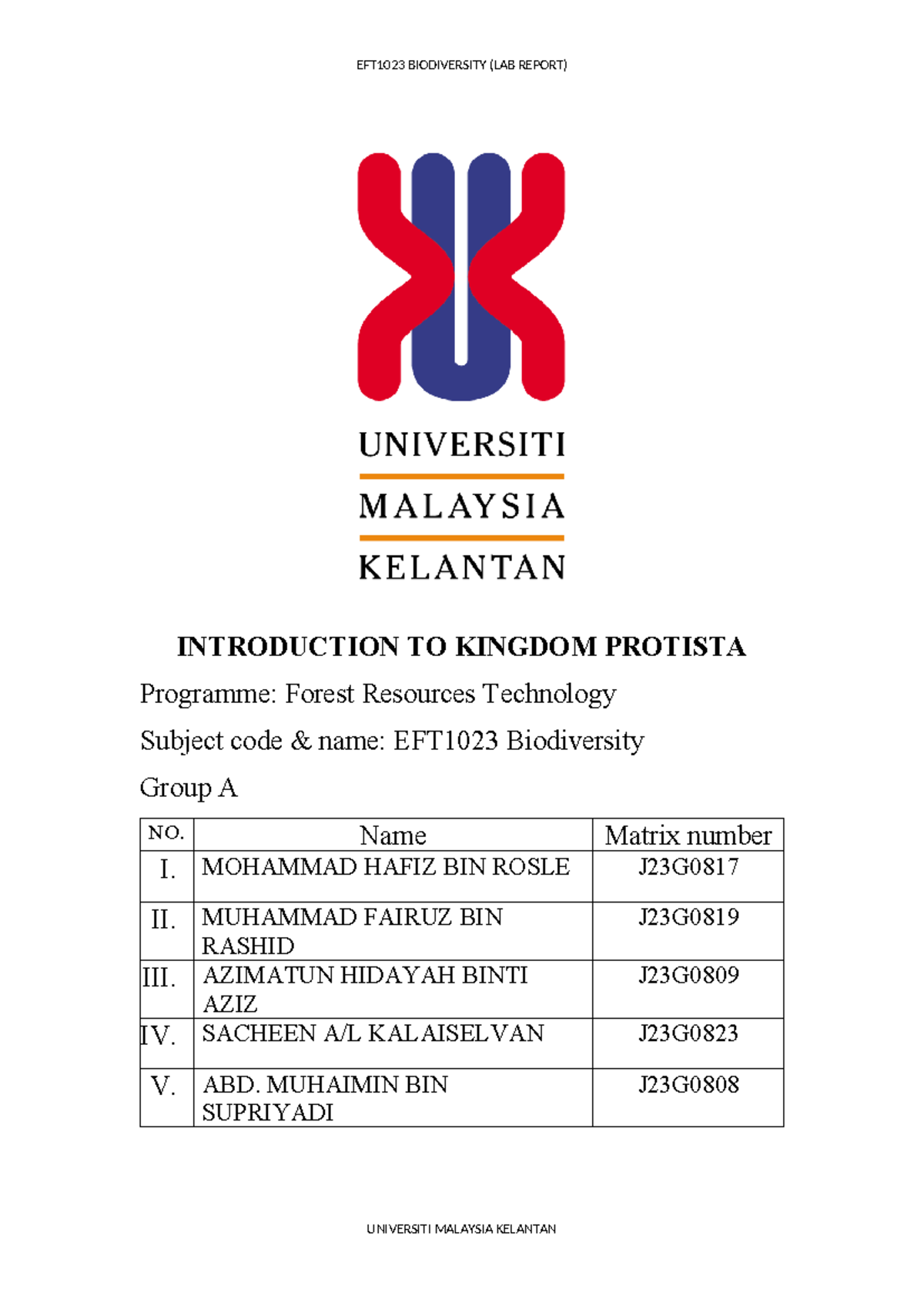 Experiment 2 ( Introduction TO Kingdom Protista) - INTRODUCTION TO KINGDOM PROTISTA Programme ...